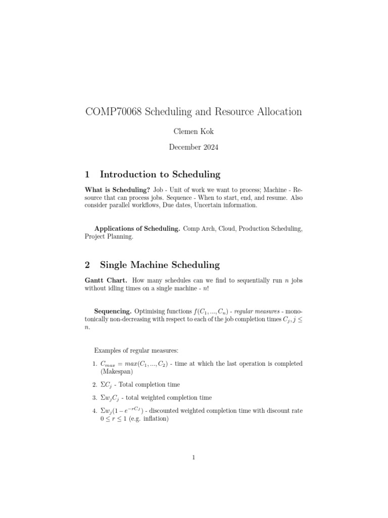 Scheduling and Resource Allocation | PDF | Mathematical Optimization | Applied Mathematics
