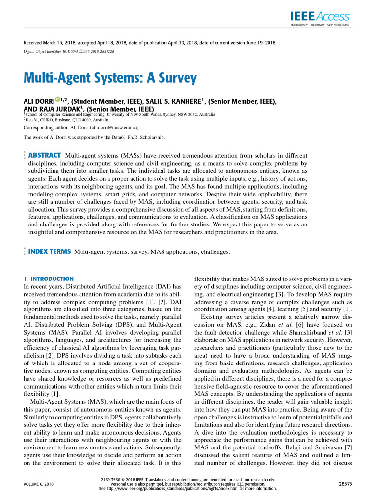 Multi-Agent Systems Survey 2018 | PDF | Virtual Machine | Routing