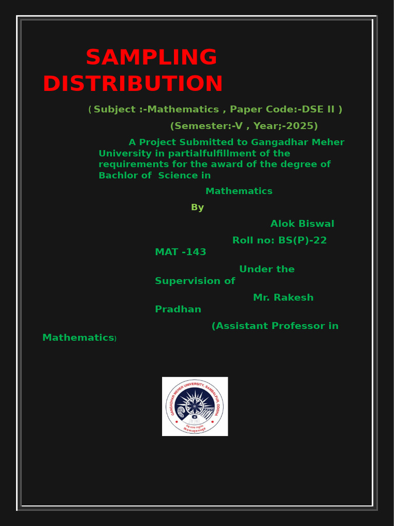 Sampling Distribution Hemanta | PDF