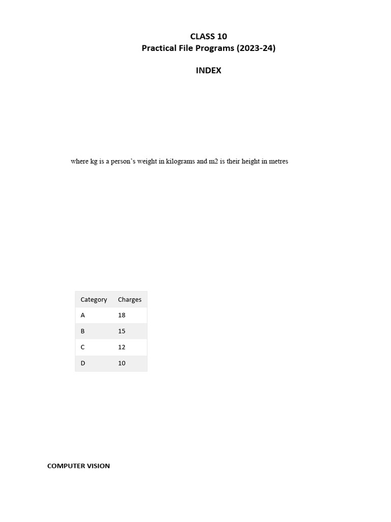 Class 10 Practical File Programs (2023-24) Index: Write A Program To Read An Image From Computer ...