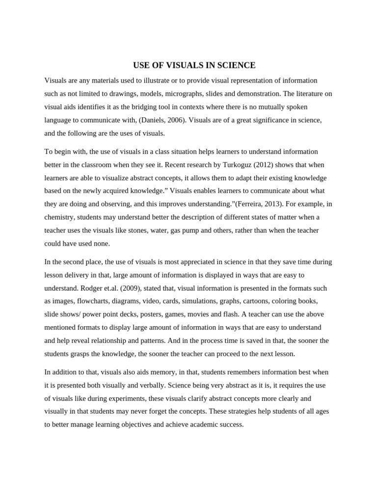 Use of Visuals in Science | PDF | Learning | Thought