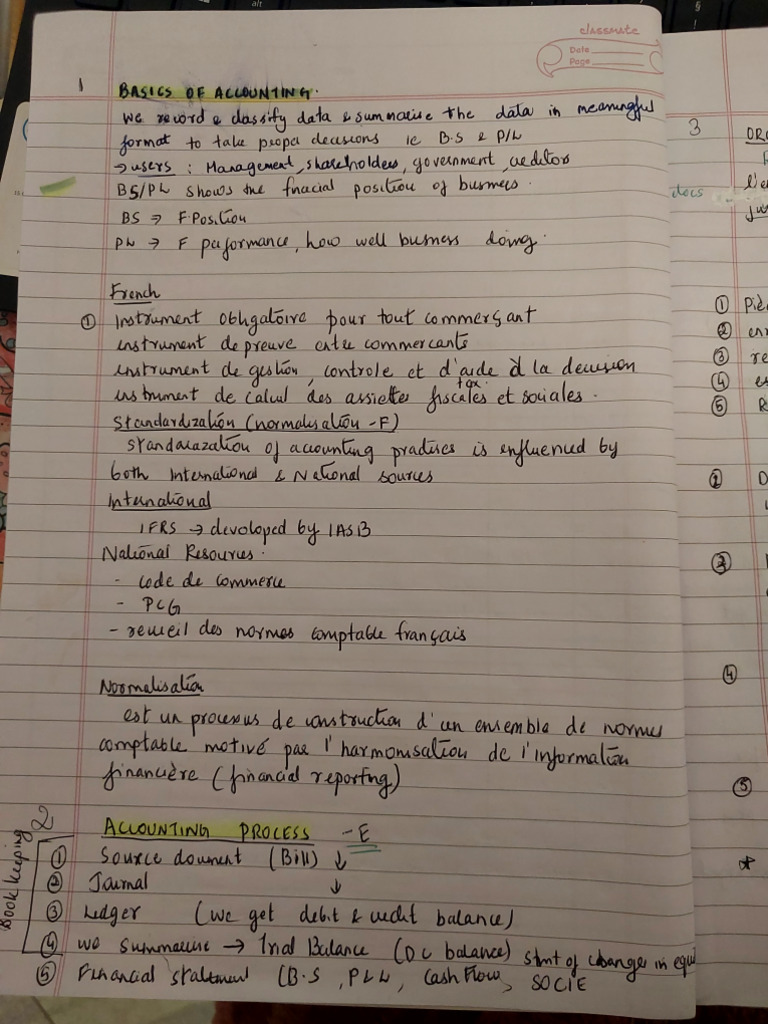 Accounting Note 1 Anglais Francais | PDF