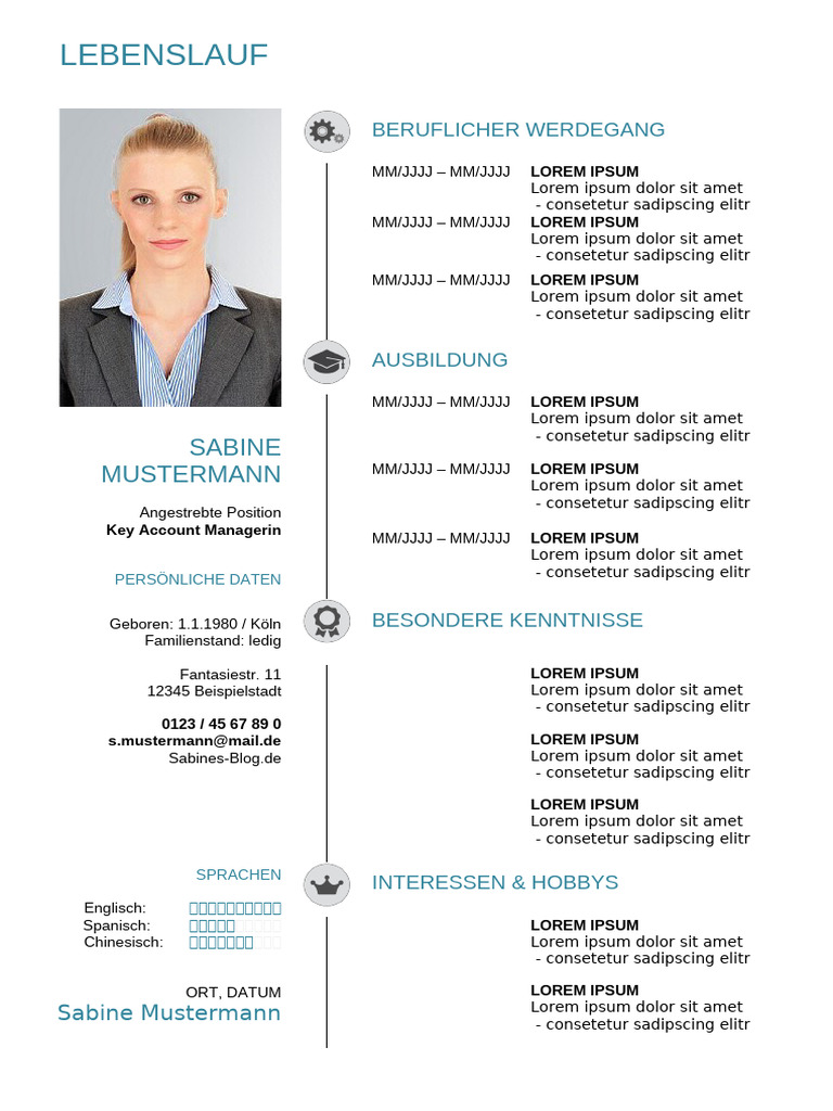 Lebenslauf Sabine Mustermann | PDF