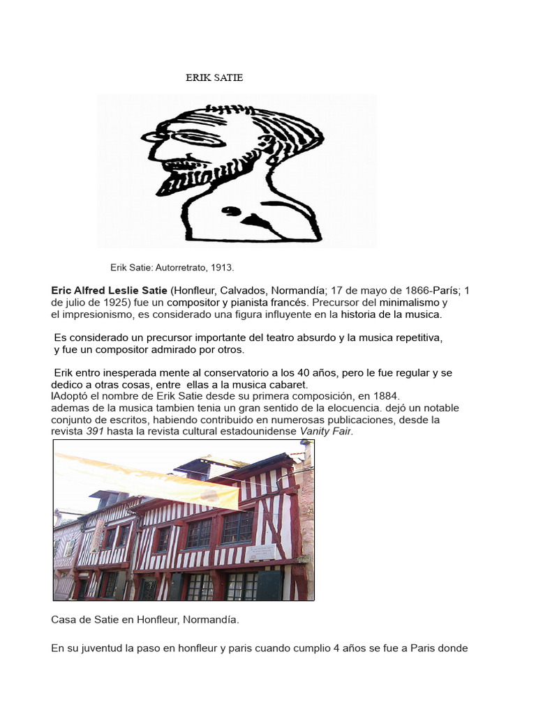 Biografía de Erik Satie | PDF | Erik Satie | Las artes escénicas