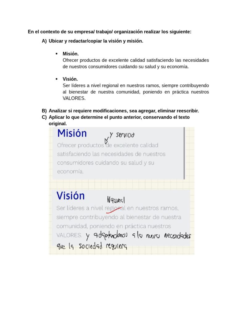 Mision y Vision de Una Empresa Mejorado | PDF