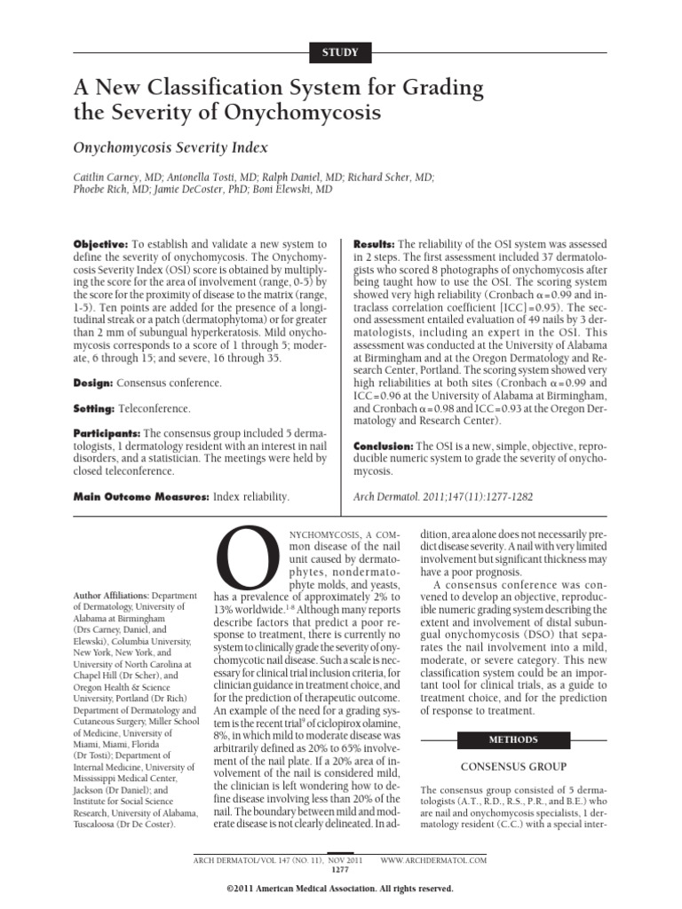 A New Classification System for Grading the Severity of Onychomycosis ...