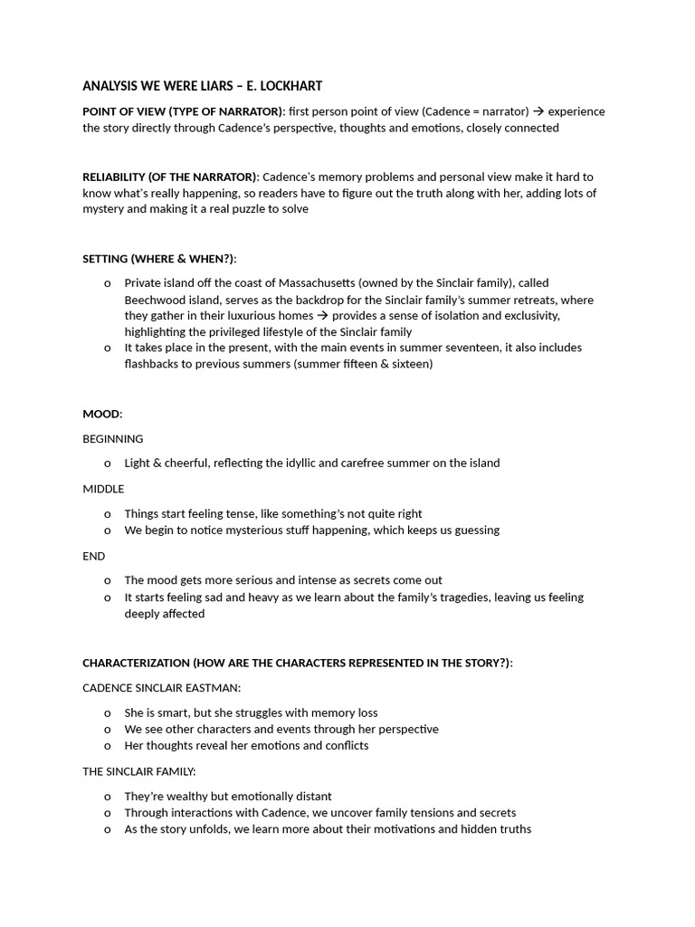 We Were Liars: A Mystery Unveiled | PDF | Narration | Psychology