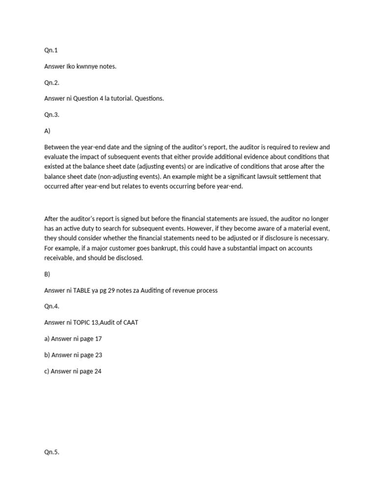 Auditing 1 Marking Scheme Ue Acc 213 | PDF | Audit | Auditor's Report