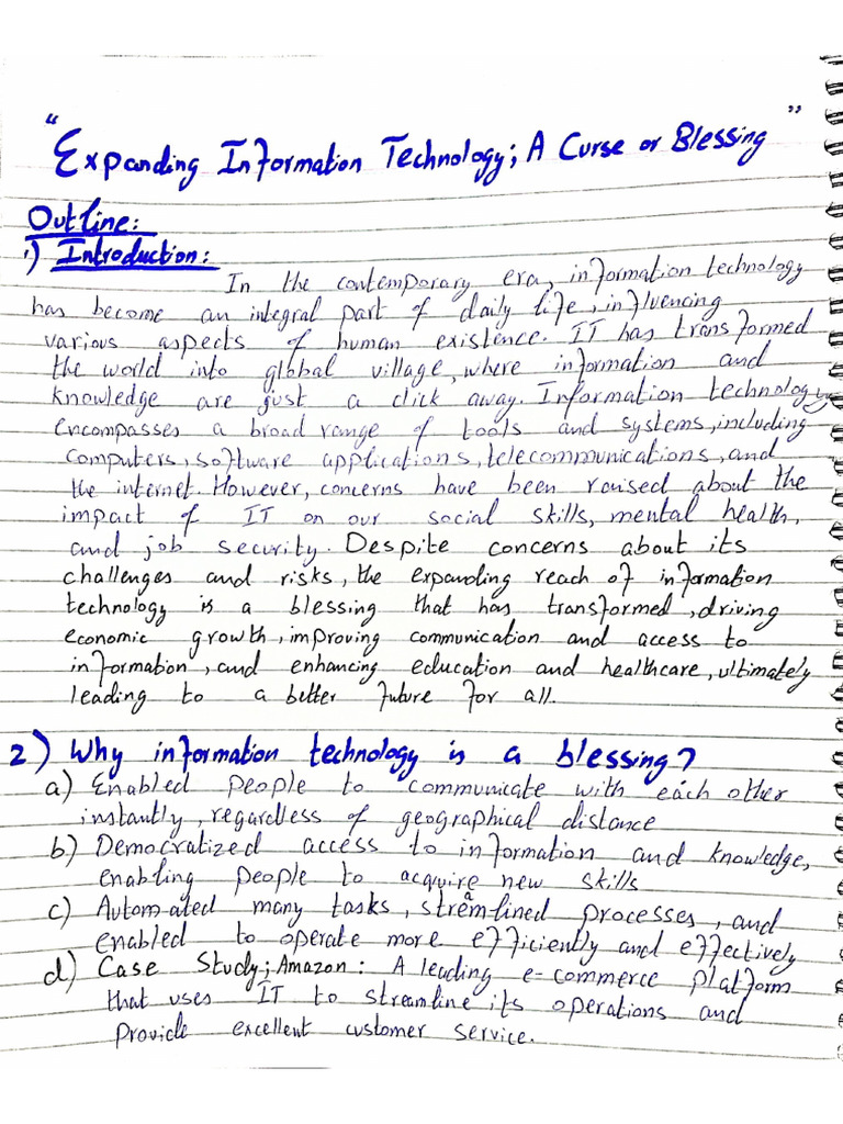 Expanding Information Technology . A Curse or Blessing | PDF