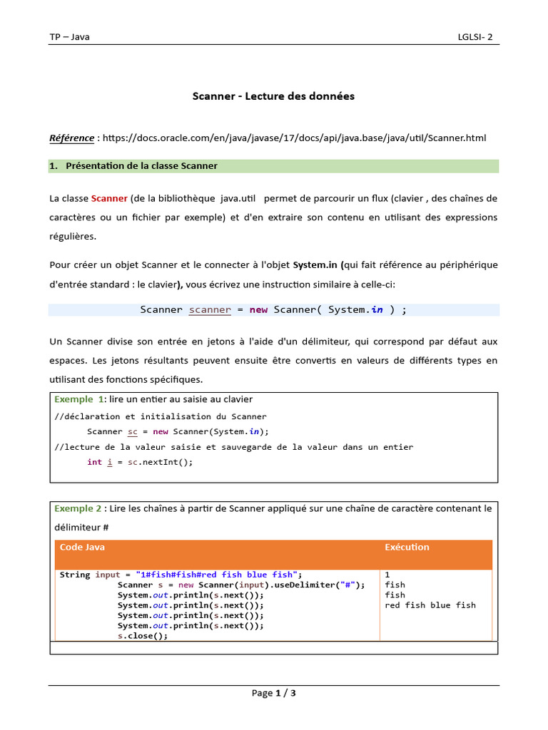 TP2- Annexe_Scanner | PDF | Java (Langage de programmation) | Développement de logiciel