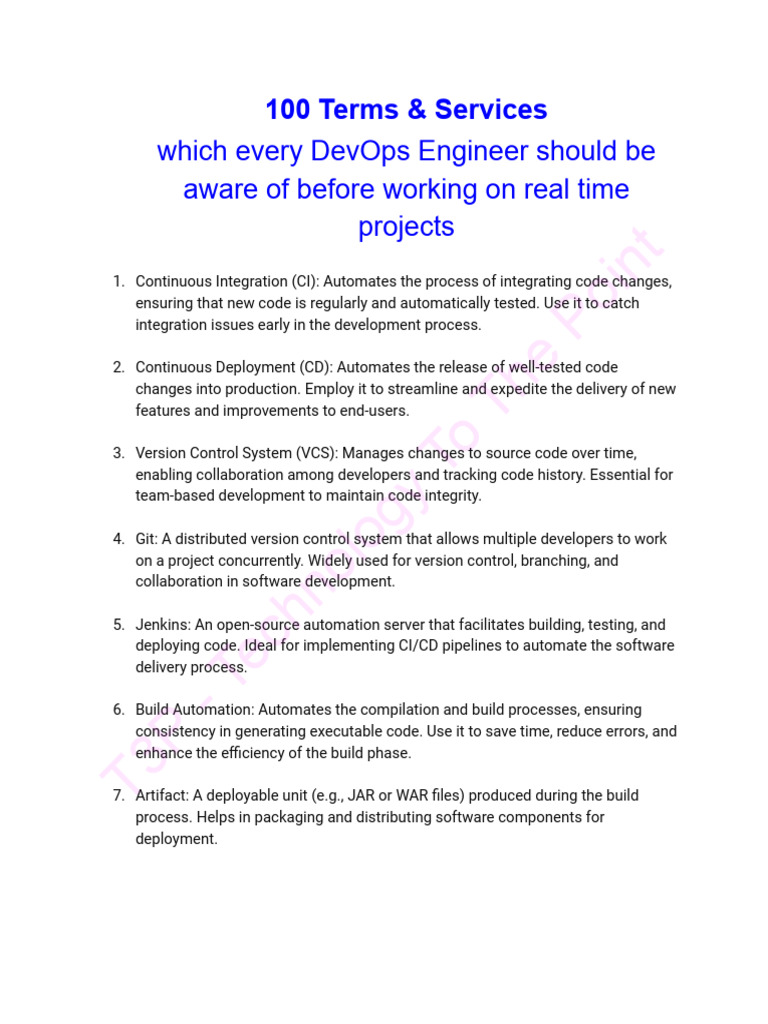100 Terms & Services For DevOps | PDF | Software Testing | Security
