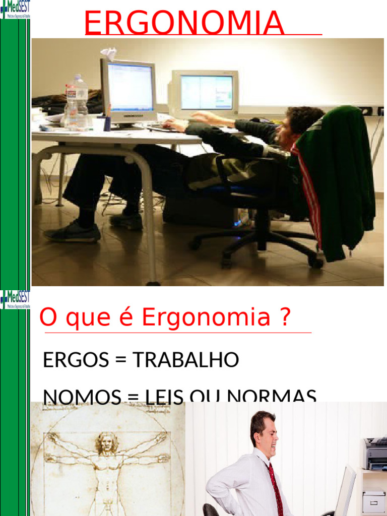 Ergonomia Do Ambiente de Trabalho | PDF | Fatores humanos e Ergonomia ...