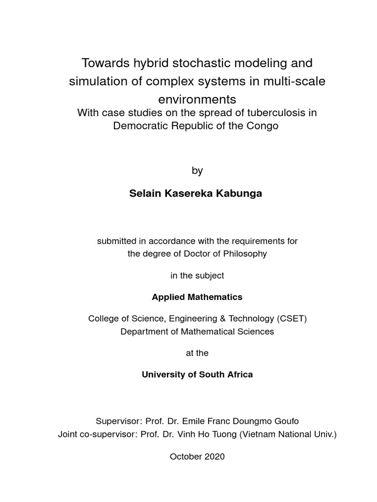 Thesis Kabunga SK | PDF | Agent Based Model | Tuberculosis