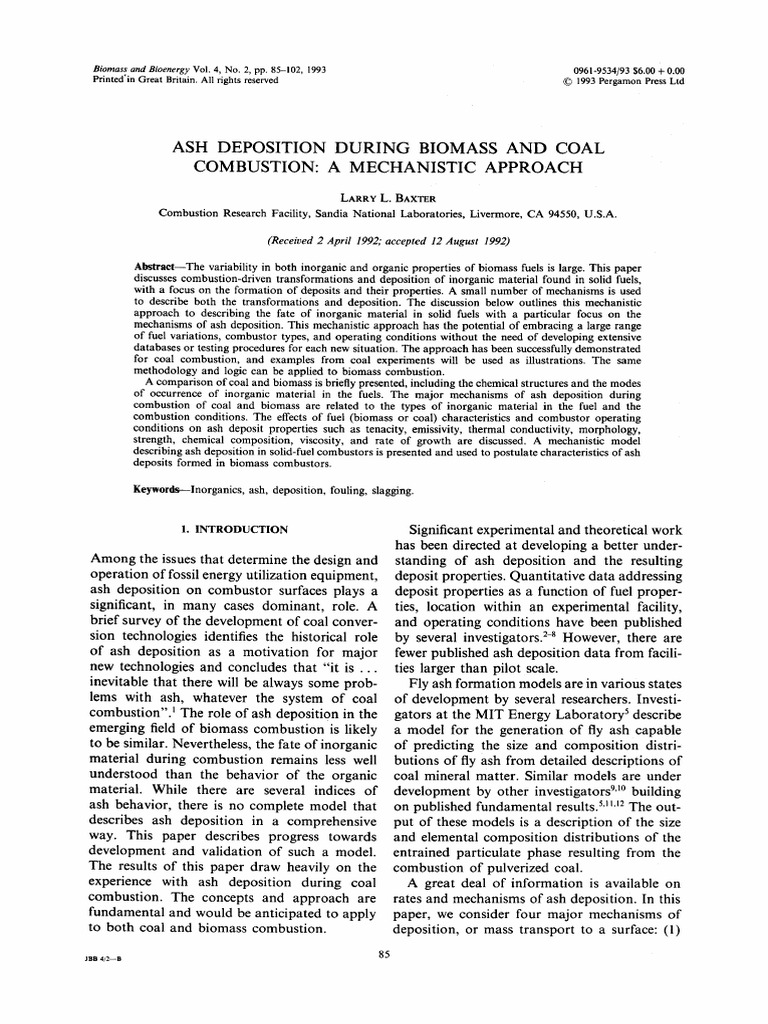 Mechanisms of Ash Deposition in Biomass | PDF | Coal | Combustion