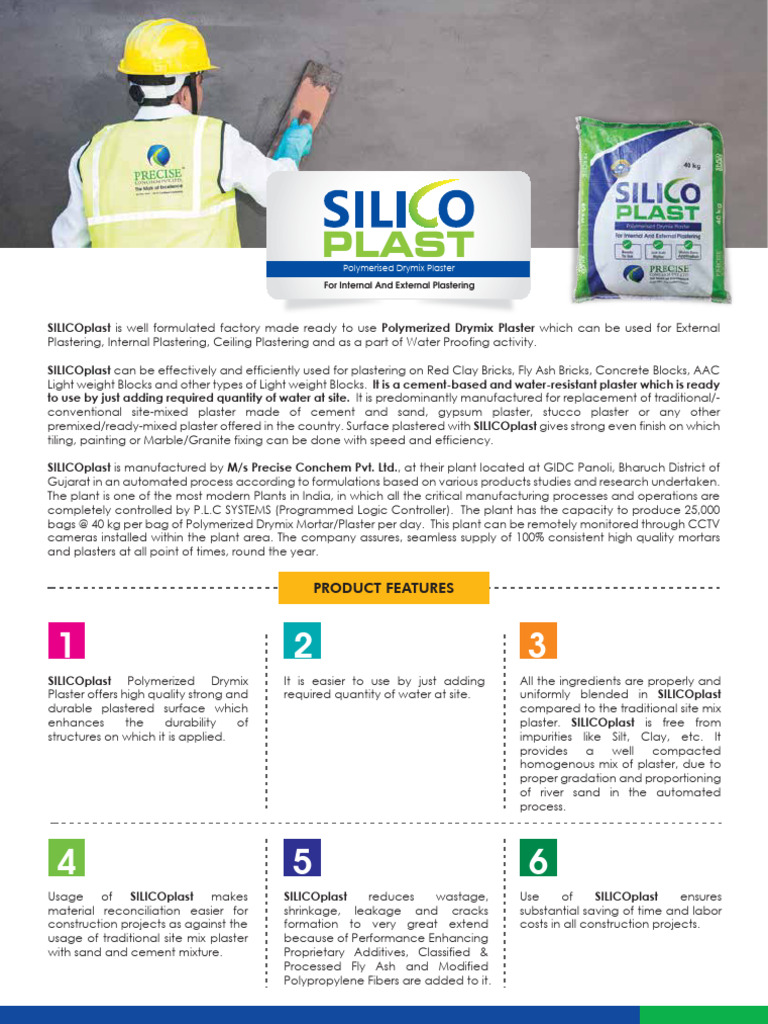 Silicoplast Ready Mix Plaster | PDF | Plaster | Cement