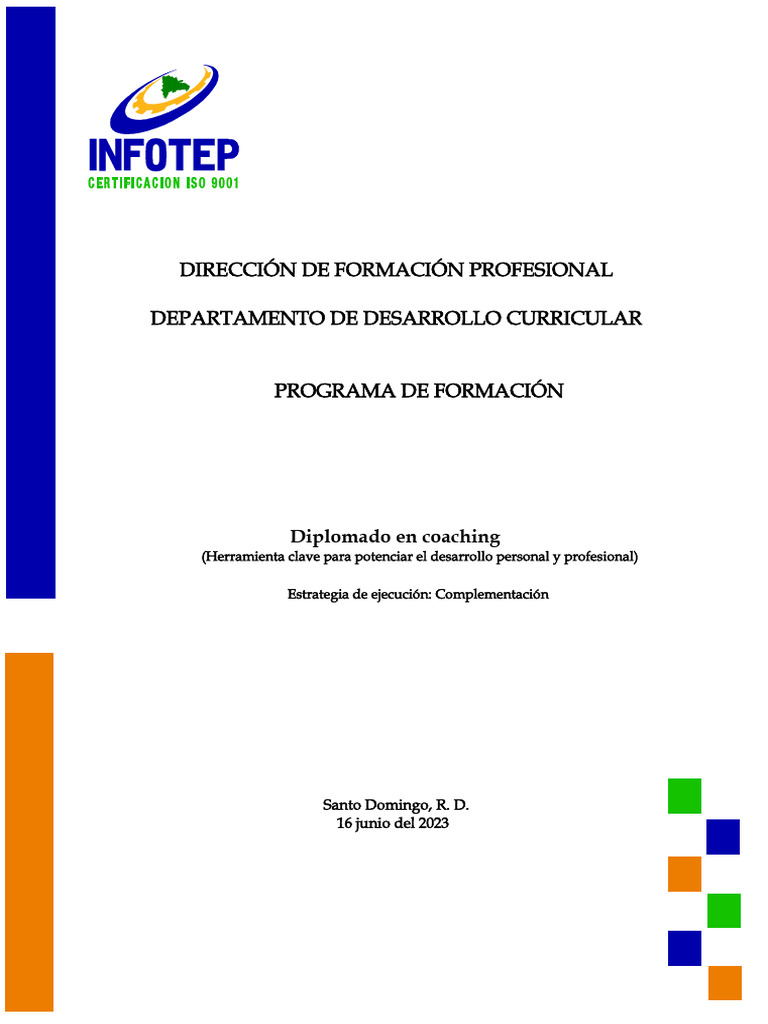 PROGRAMA DIP_COACHING_HERRAMIENTA_DESARROLLO_PERSONAL 2024 | PDF | Evaluación | Aprendizaje