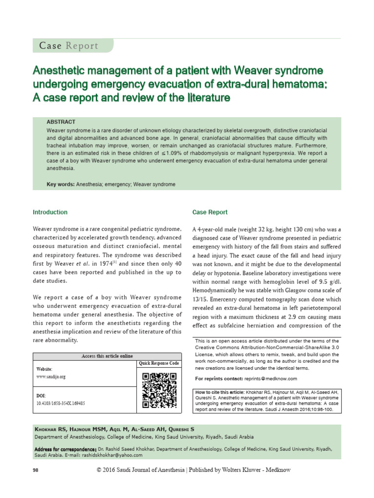 SJA-10-98 | PDF | Anesthesia | Diseases And Disorders