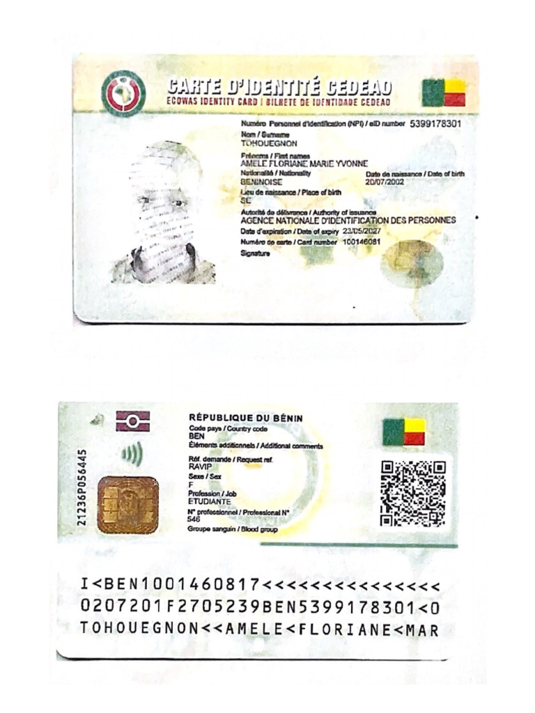 Ecowas Identity Card I Bilhete de Identidade Cedeao | PDF