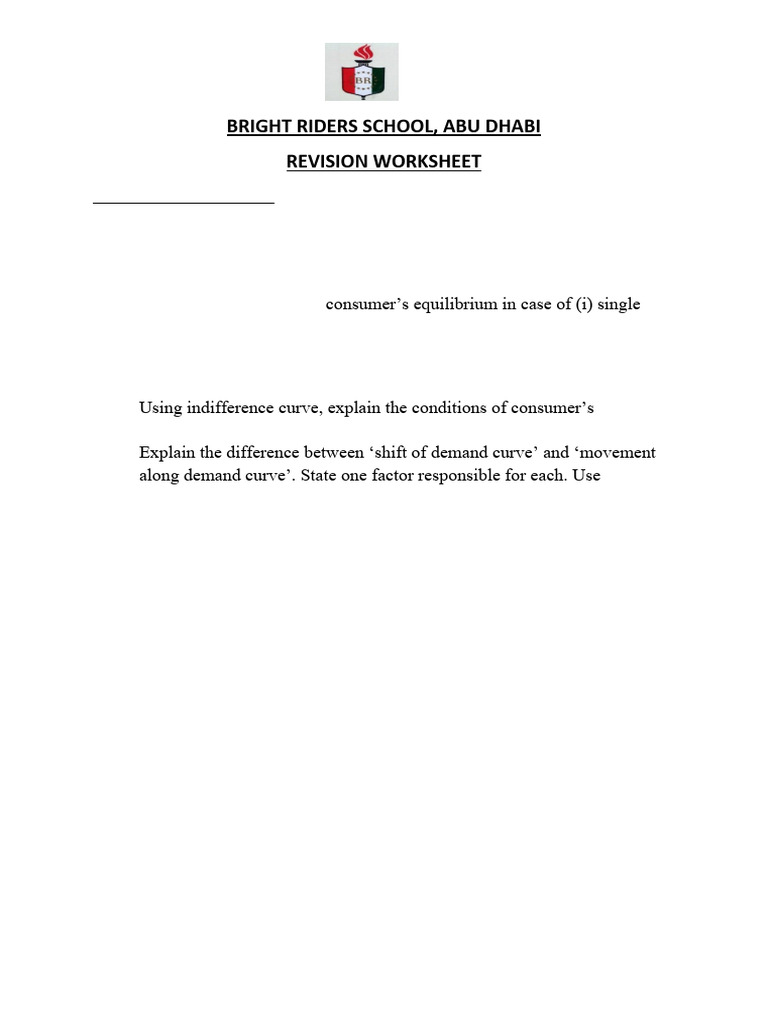 Revision Worksheet-Micro Economics | PDF | Supply (Economics) | Elasticity (Economics)