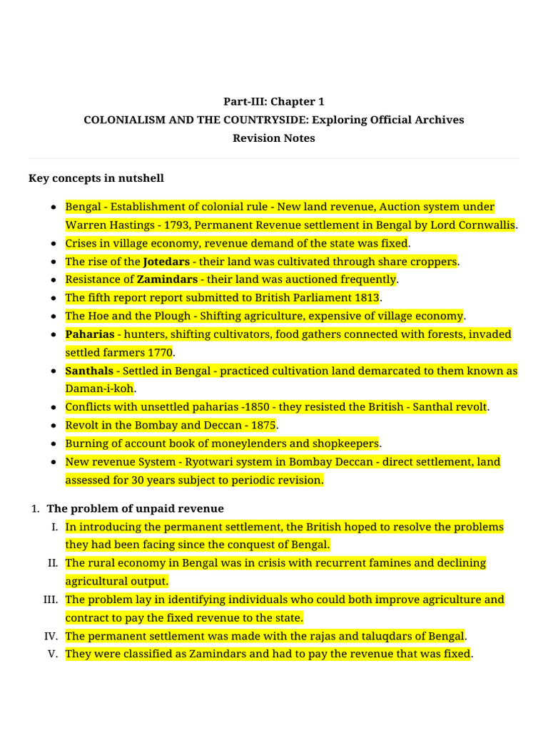 Colonialism & The Countryside | PDF | Economies