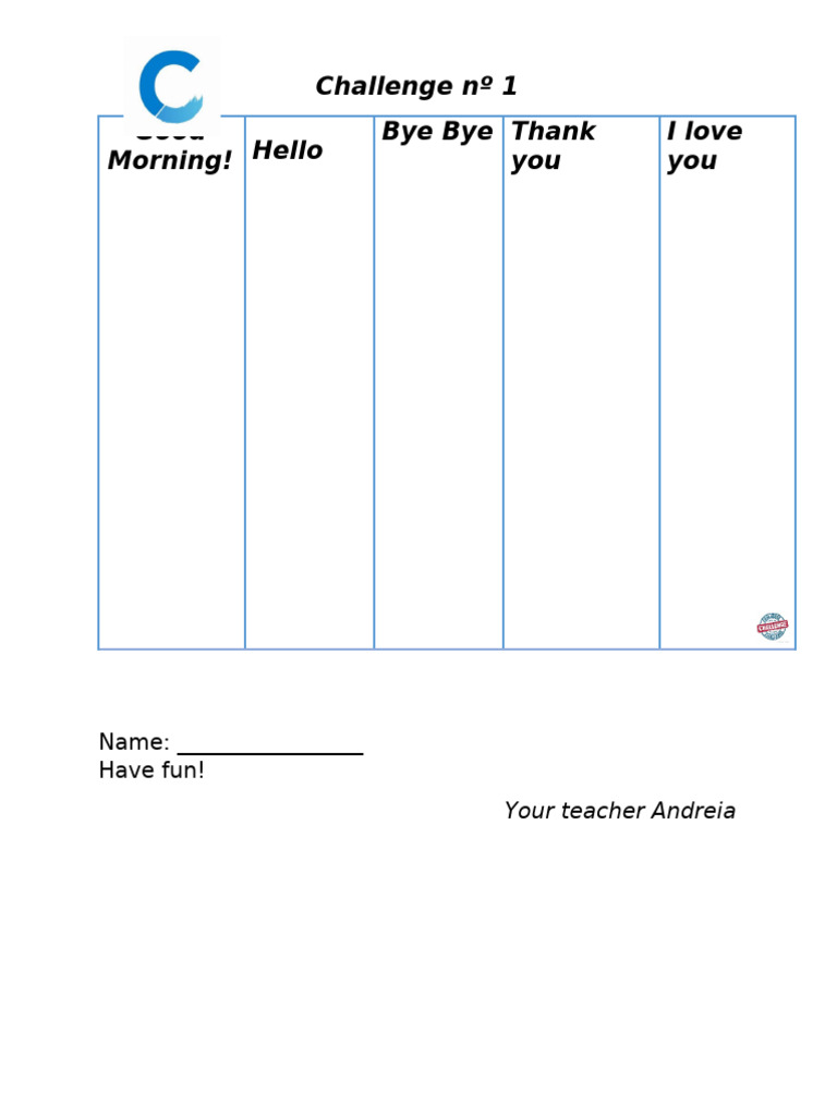 Fun Morning Challenge Activity | PDF