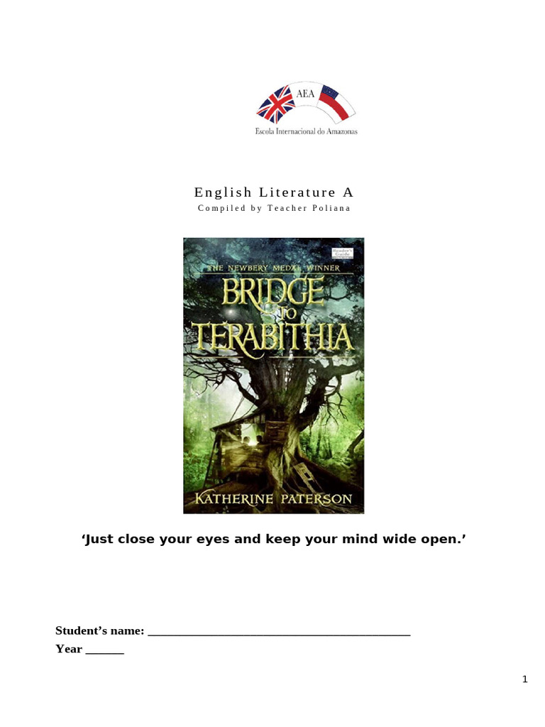 Workbook Bridge To Terabithia - Junior School | PDF