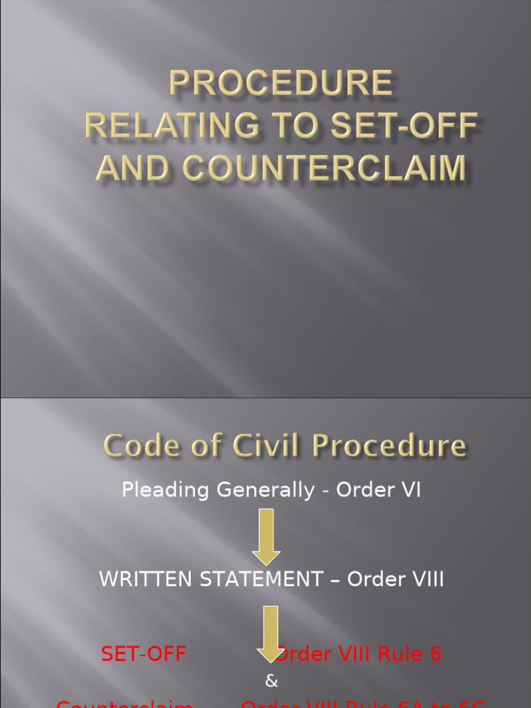 Set Off Counter Claim | PDF | Lawsuit | Default Judgment
