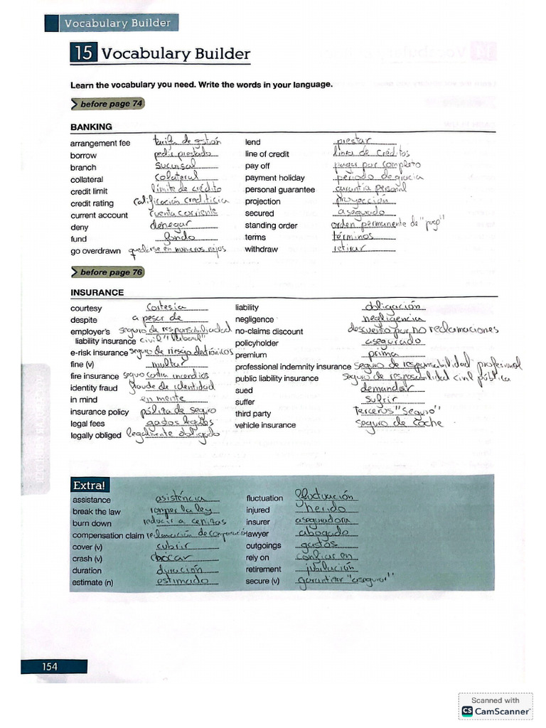 Vocabulary Builder Unit 15 | PDF