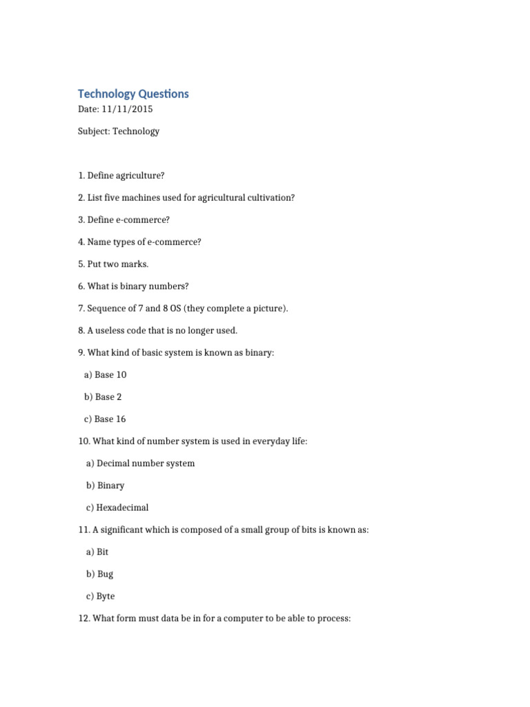 Technology Questions | PDF