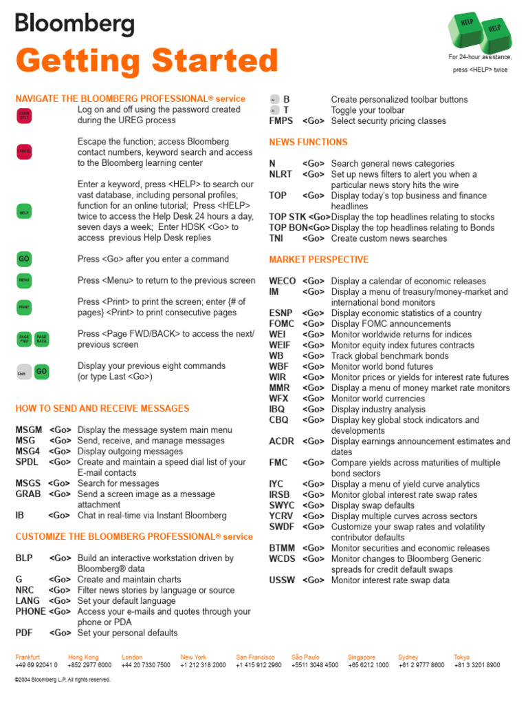 Bloomberg Cheat Sheet | PDF | Bonds (Finance) | Bloomberg L.P.