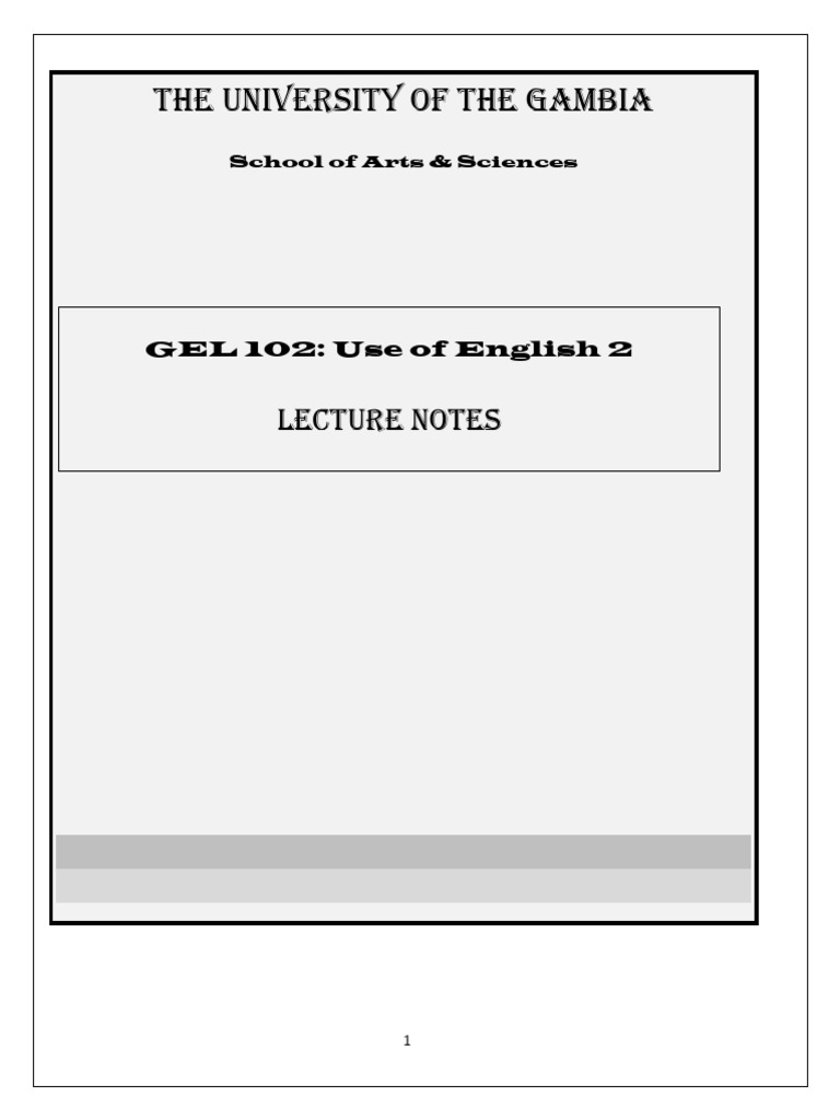 USE OF ENGLISH TWO Lecture Notes | PDF | Sic | Grammatical Tense