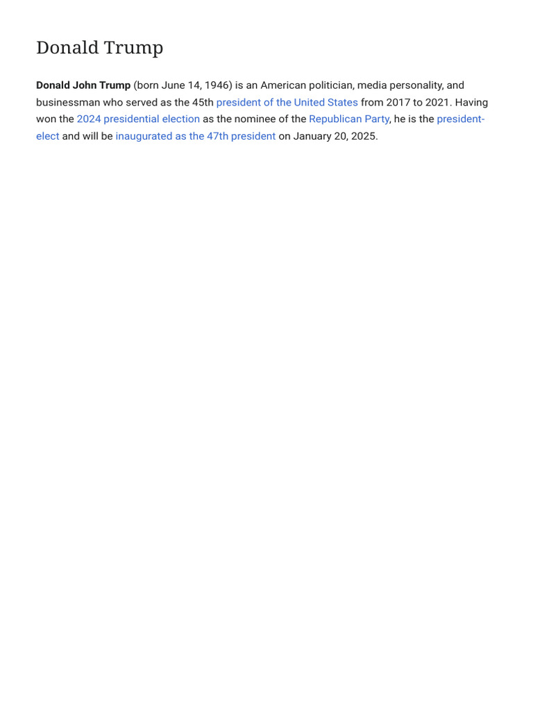 Donald Trump - Wikipedia | PDF | Donald Trump | American Government