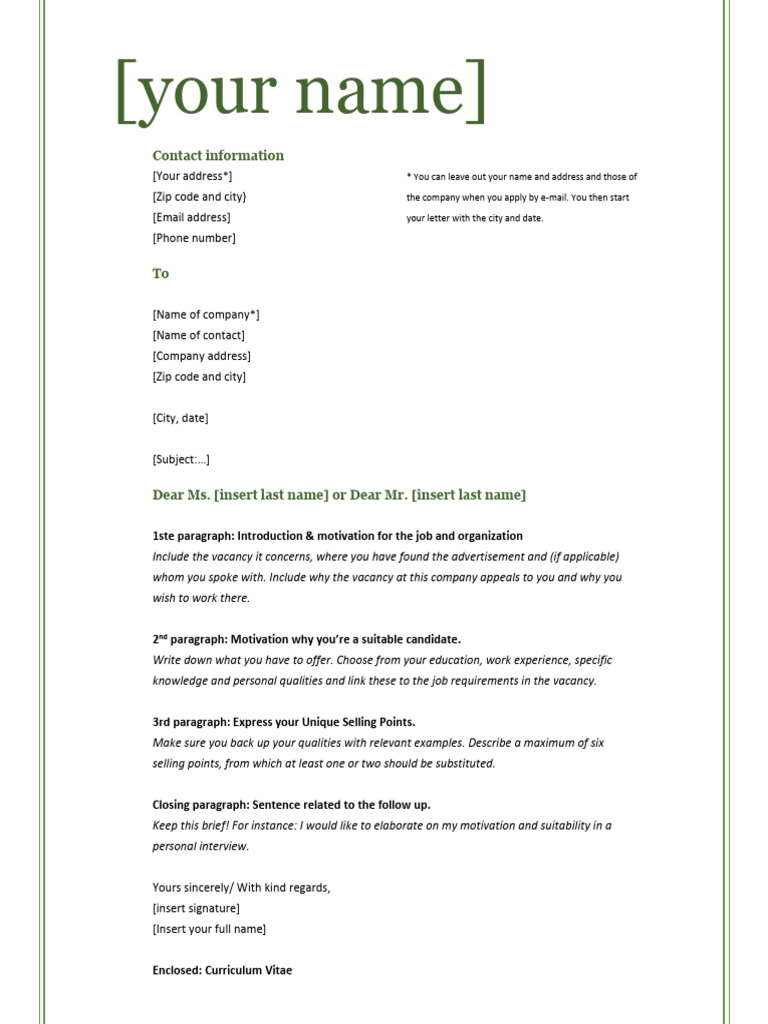 Motivation Letter Template Guide | PDF