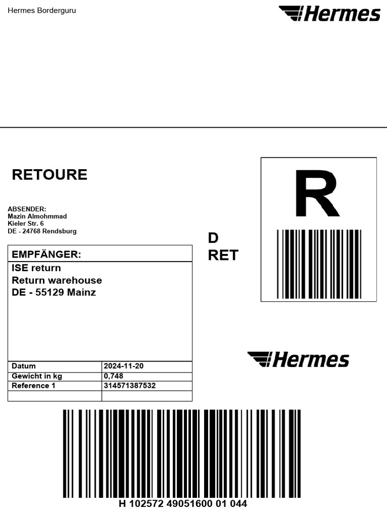 Returnlabel 314571387532 | PDF