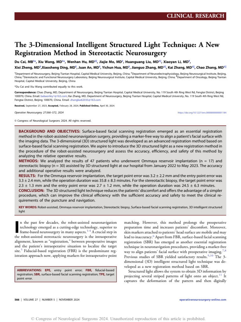 Structured Light 3D | PDF | Neurosurgery | Biopsy