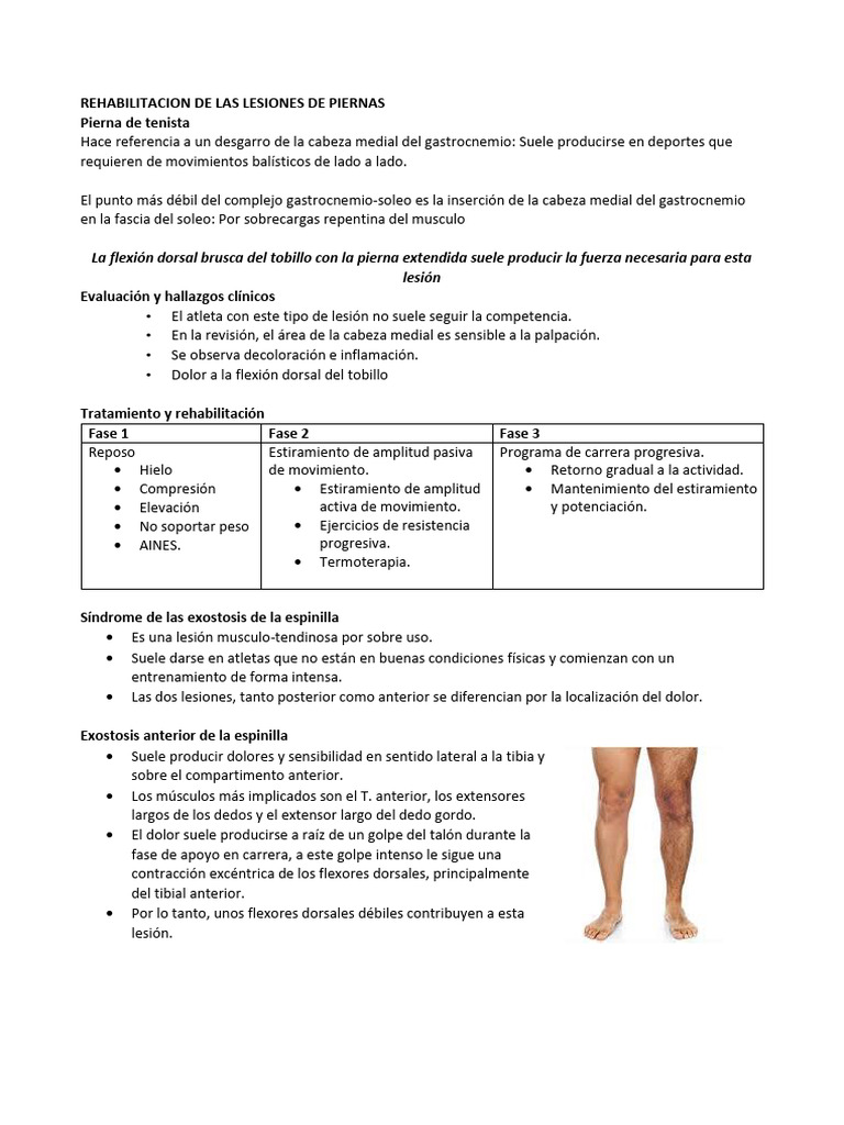 Rehabilitacion de Las Lesiones de Piernas | PDF | Pie | Tobillo