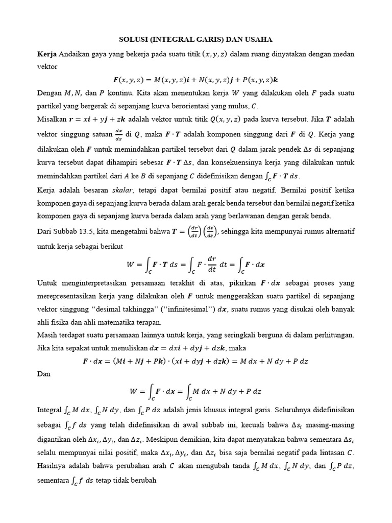 Kerja dan Integral Garis dalam Fisika | PDF