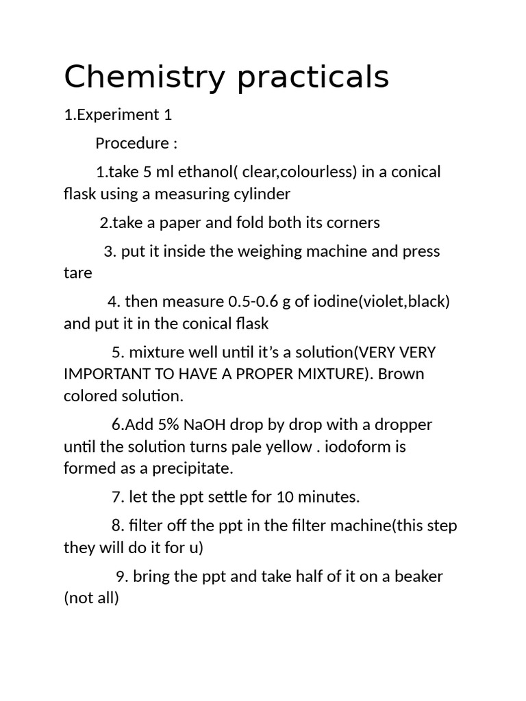 Chemistry Practical Notes | PDF