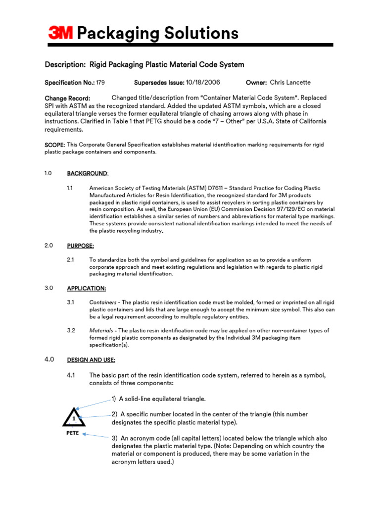 CGS 179 Resin Identification Code | PDF | Packaging And Labeling | Plastic
