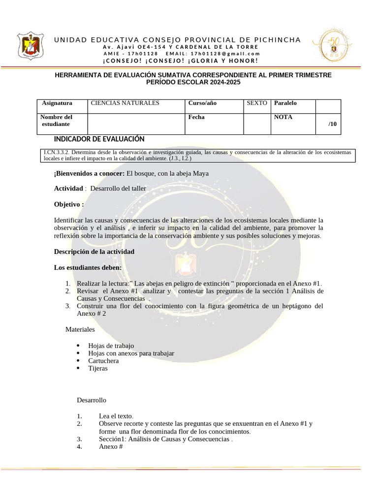 Unidad Educativa Consejo Provincial de Pichincha | PDF | Polinización