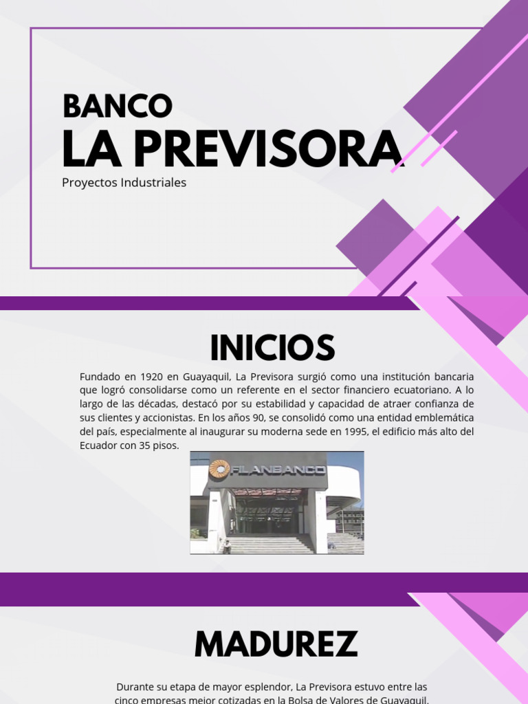 Historia del Banco La Previsora en Ecuador | PDF