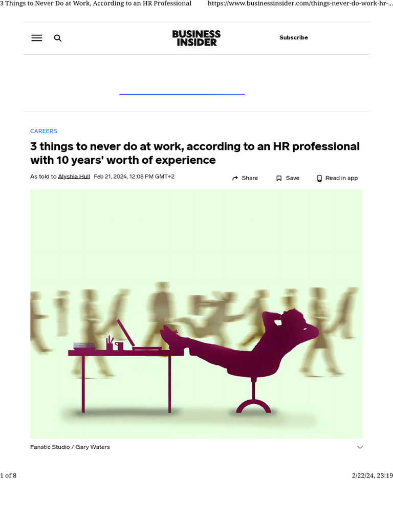 3 Things To Never Do at Work | PDF