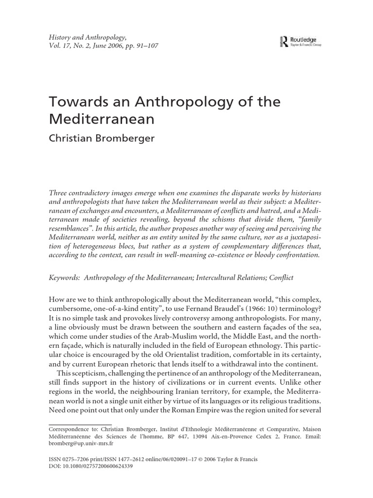 Bromberger (2006)Towards the Anthropology of the Mediterranean | PDF | Beard | Anthropology
