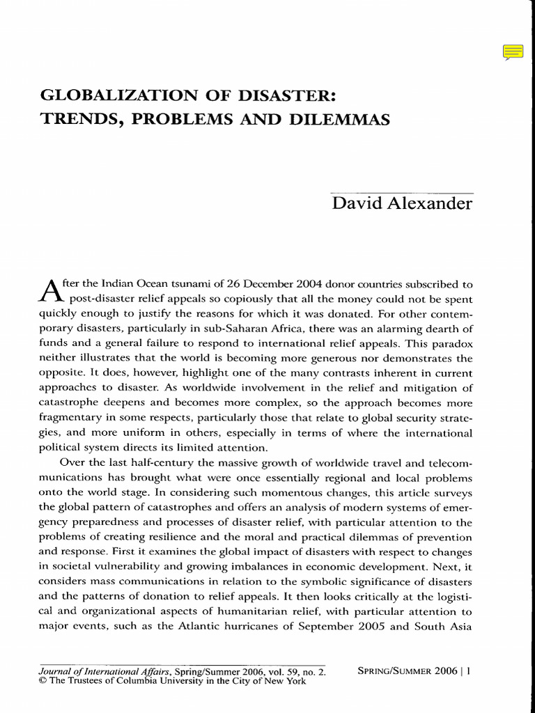 Globalization of Disaster Trends and Issues | PDF | Natural Disasters ...
