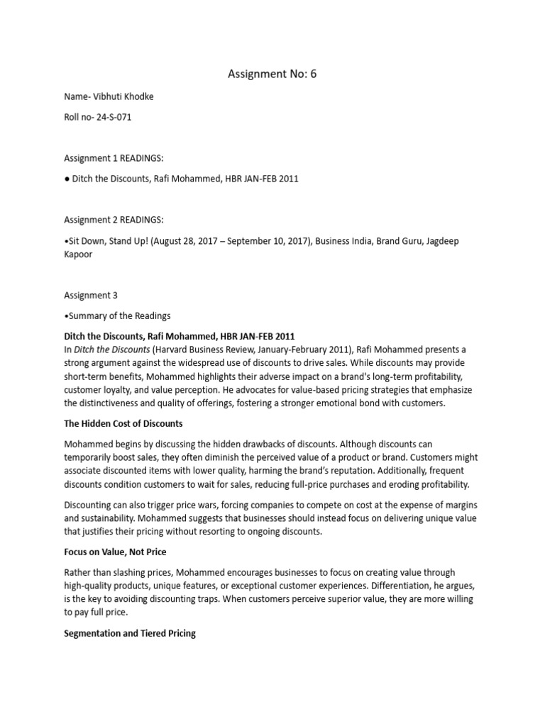 Fundamentals of Marketing Assignment 6 | PDF | Pricing | Price ...