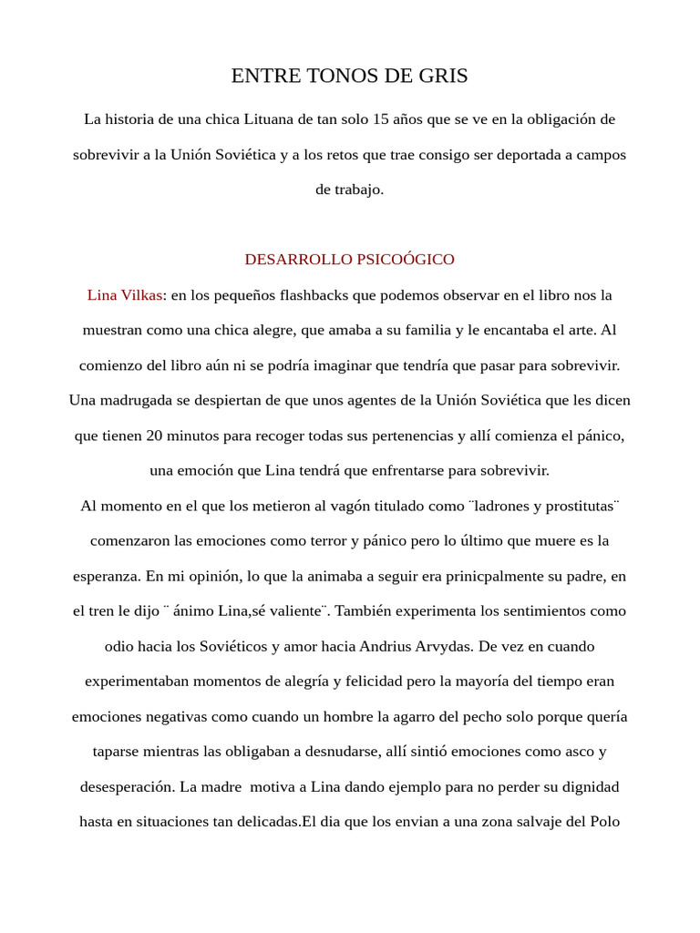 Entre Tonos de Gris | PDF | Trauma psicólogico