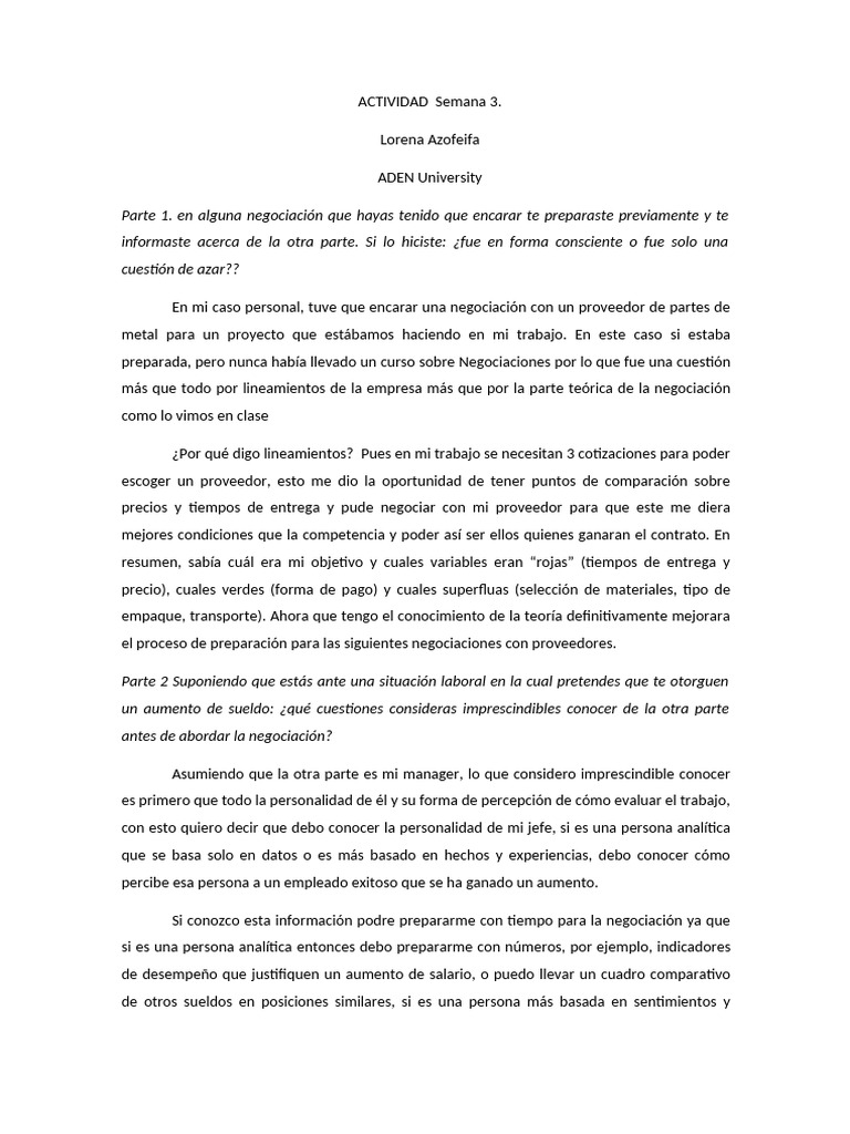 Actividad Semana 3 Lorena Azofeifa | PDF | Salario | Business