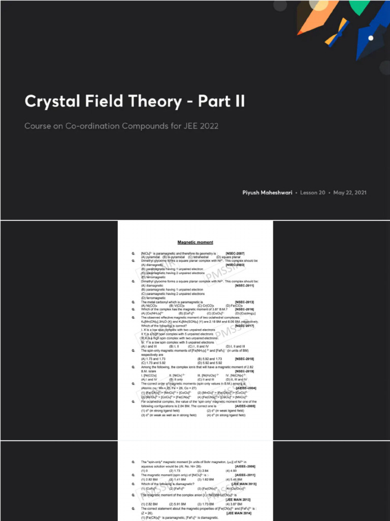 Crystal Field Theory Part II With Anno | PDF