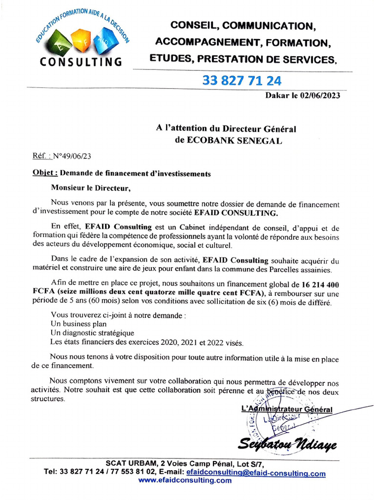 Demande Financement EAID | PDF