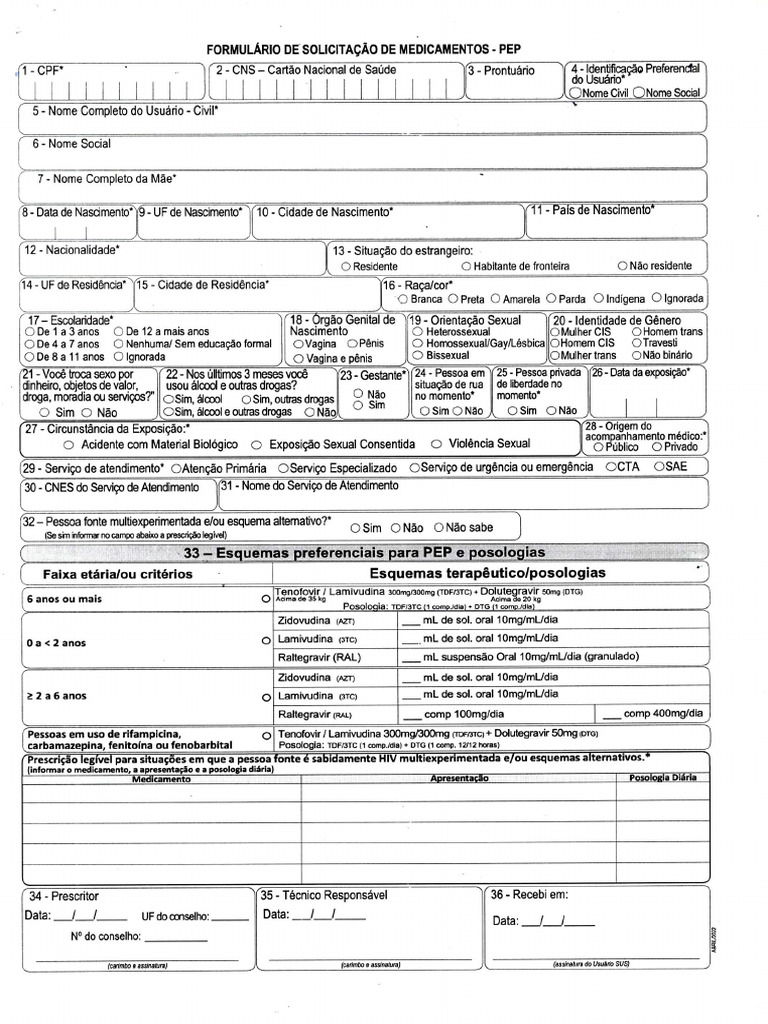 Formulario de Solicitacao de Medicamentos PEP | PDF